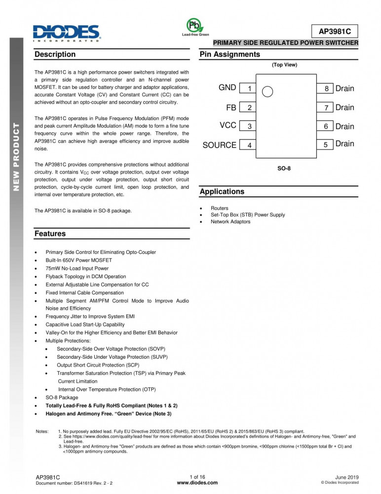 AP3981CS-13 datasheet page 1