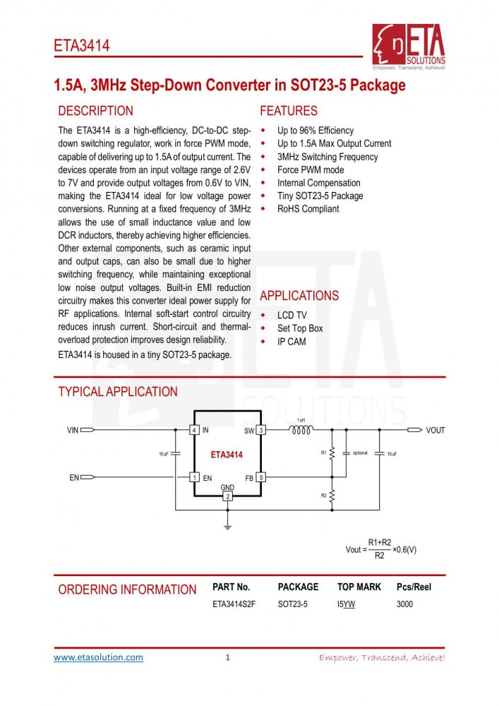 ETA3414S2F datasheet page 1