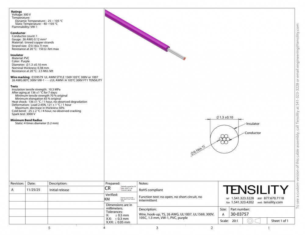 Tensility International 30-03757 product drawing and specification page