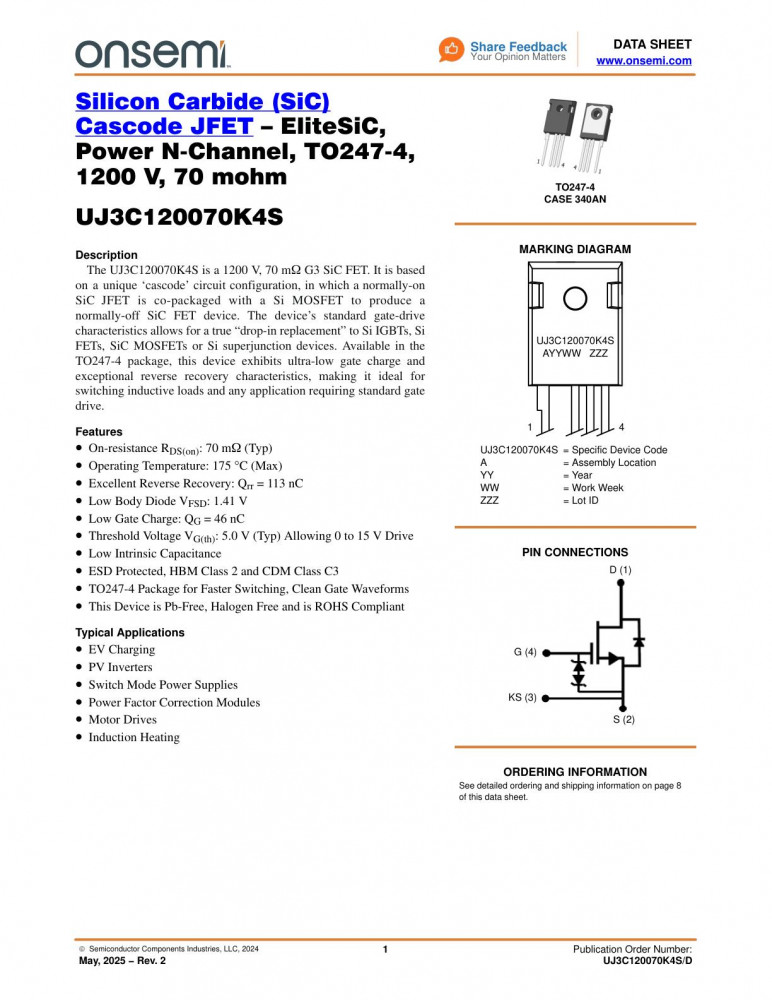 UJ3C120070K4S datasheet page 1