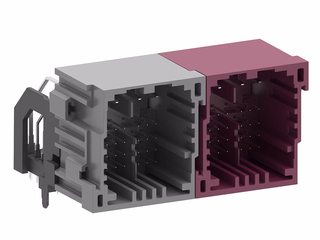 stAK50h 2 Bay Right-Angle Hybrid Header, 50 Circuits, Bay 1: 25 Circuits/Key 1/Green; Bay 2: 25 Circuits/Key 2/Gray; Tube