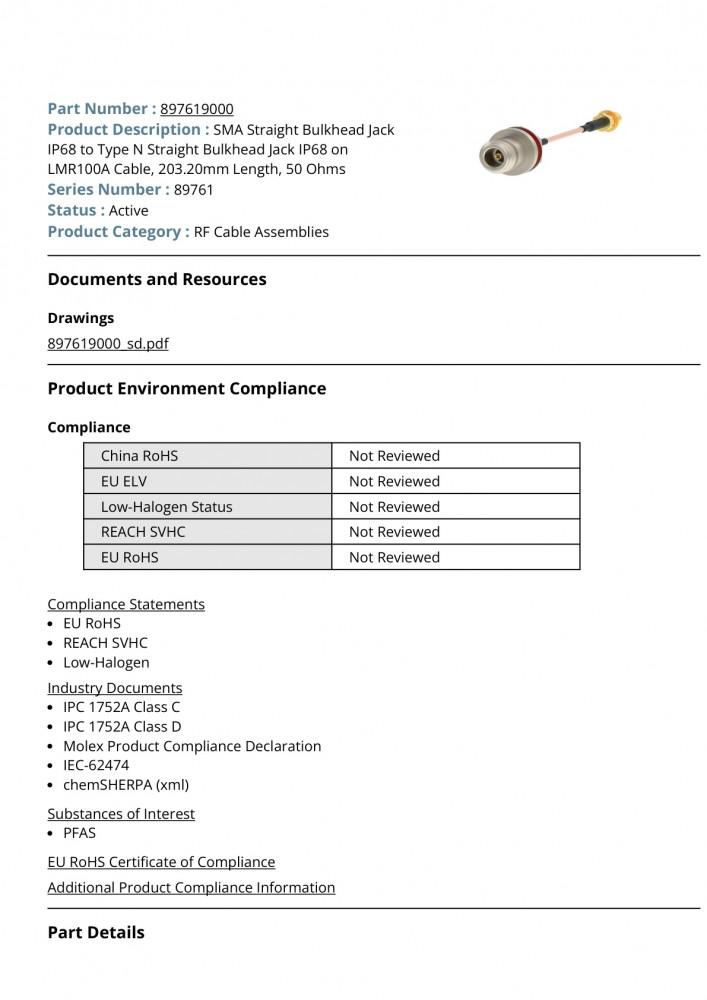 MOLEX 897619000 technical drawing preview, page 1