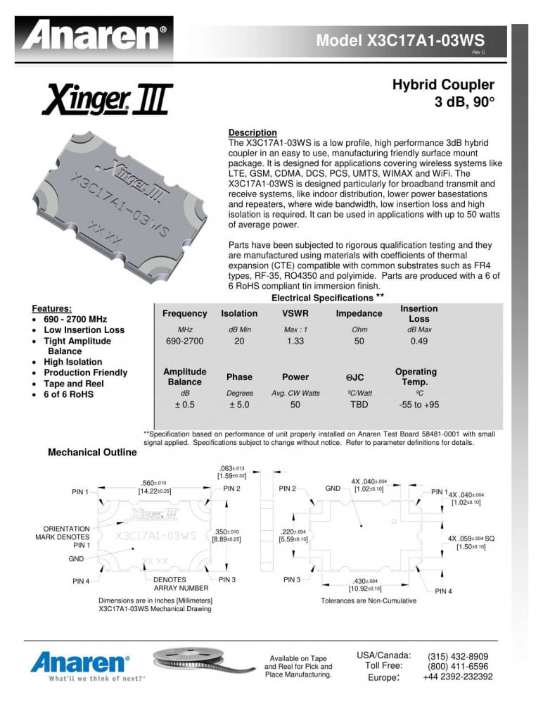 X3C17A1-03WS datasheet page 1