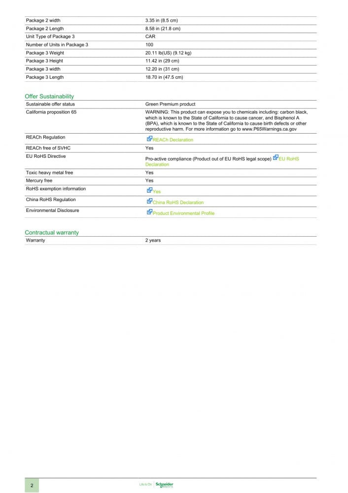 SQWP141004WH technical document page 2