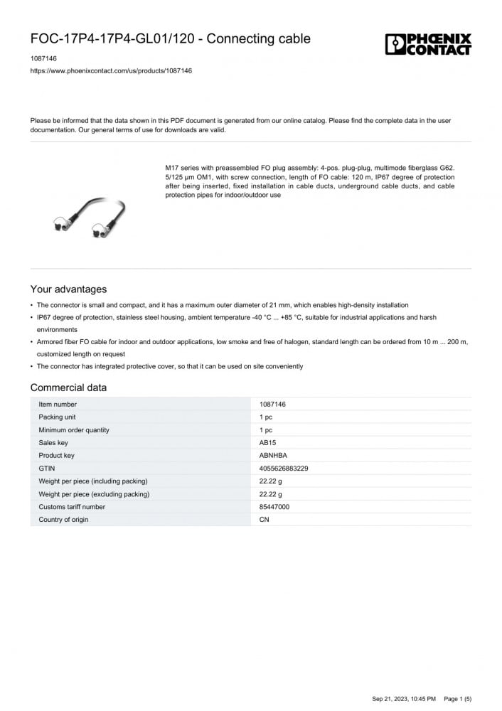 Phoenix Contact 1087146 document page 1