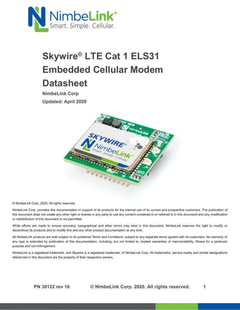 Product datasheet page 1