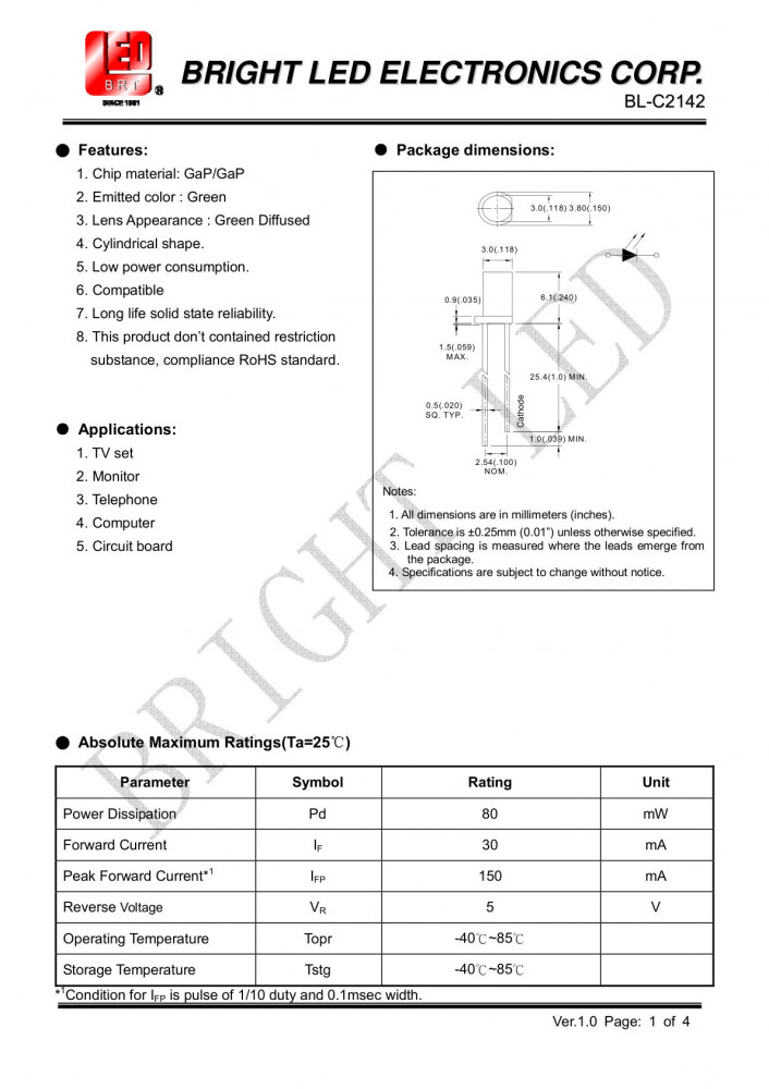 BL-C2142 datasheet page 1