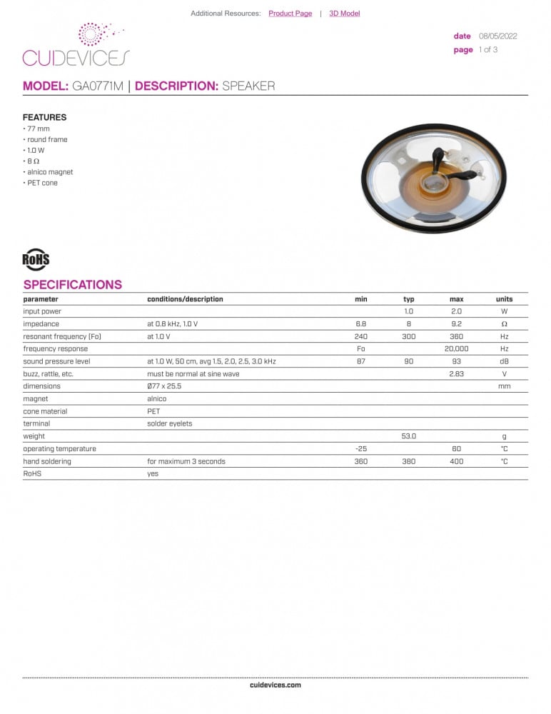 GA0771M datasheet page 1