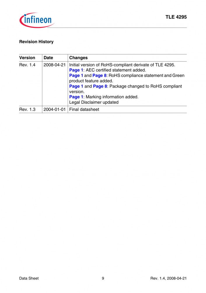 TLE4295G V50 datasheet page 9