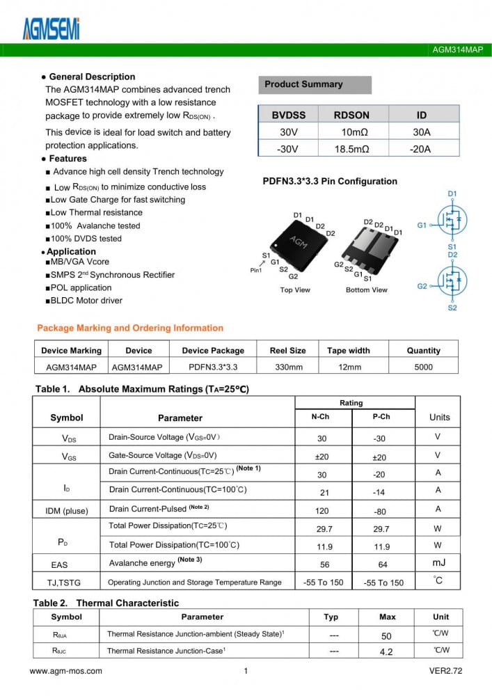 AGM314MAP datasheet page 1