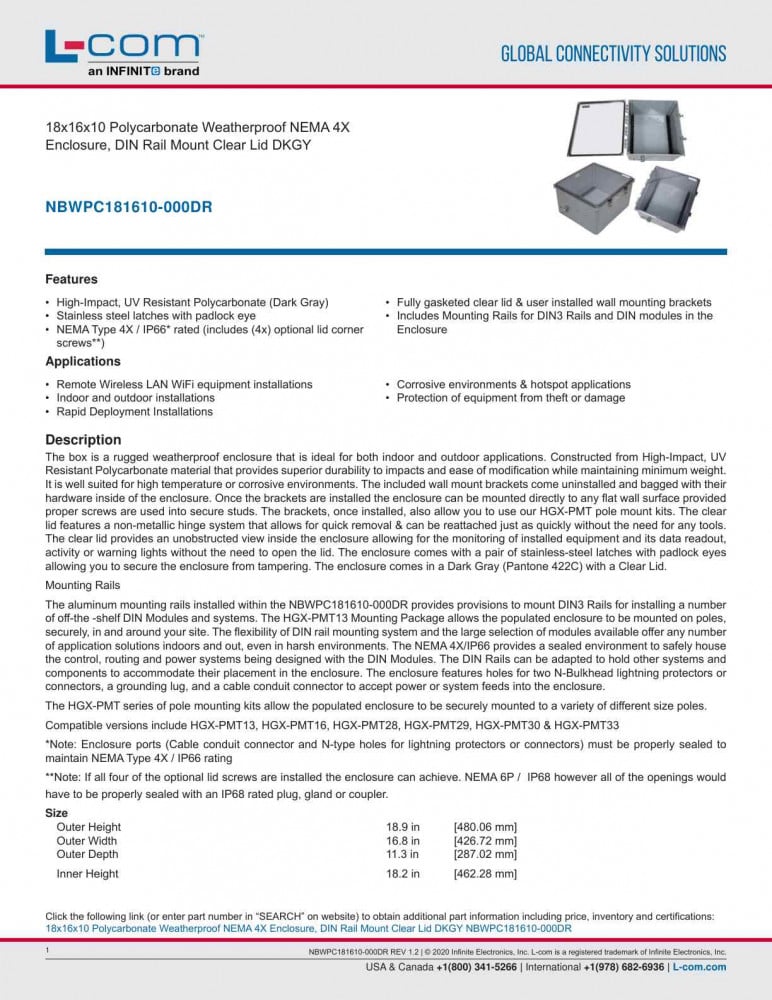 NBWPC181610-000DR technical document page 1