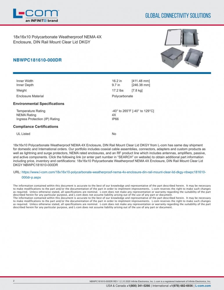 NBWPC181610-000DR technical document page 2