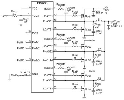 RT9629B - Triple-Channel Synchronous Rectified Buck MOSFET Driver for sale