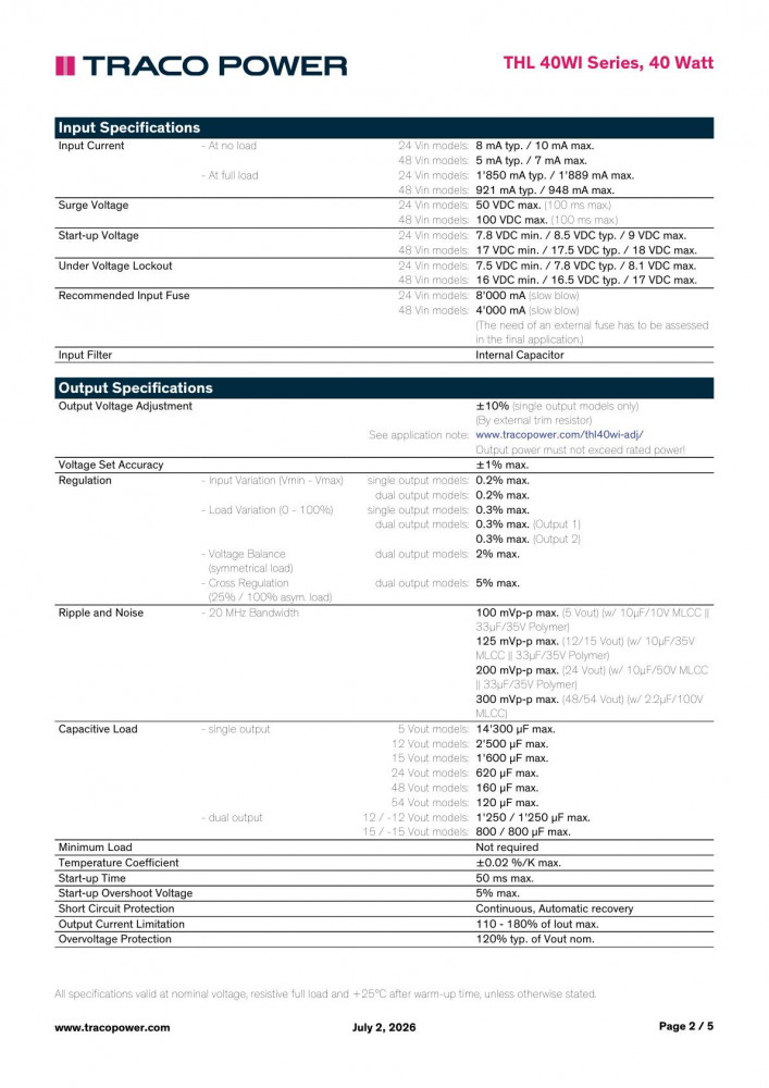 THL 40WI technical document, page 2