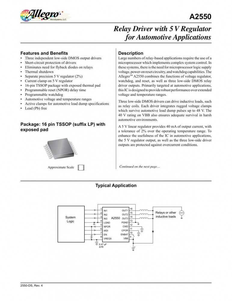 A2550 datasheet page 1