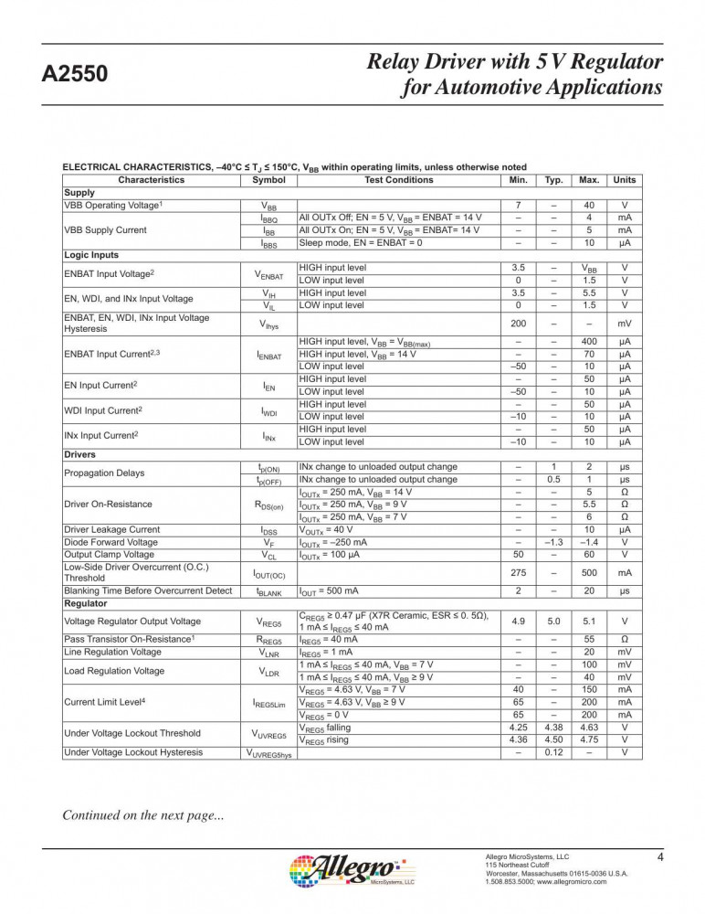 A2550 datasheet page 4