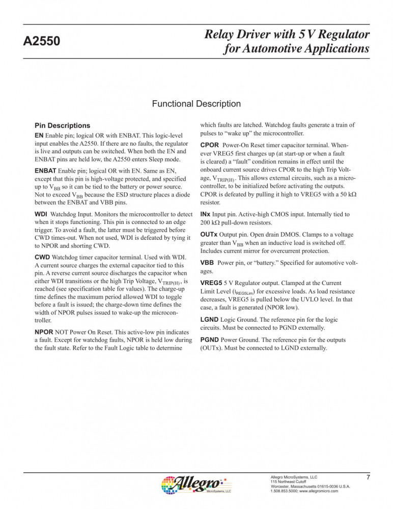A2550 datasheet page 7
