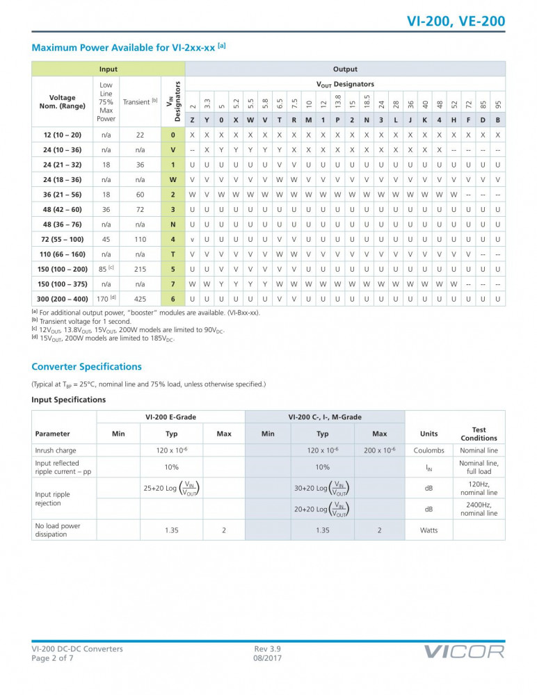 VICOR VI-200 documentation page 2