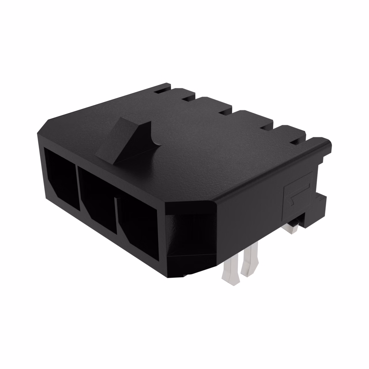 Micro-Fit+ Right-Angle Header, Through Hole, 3.00mm Pitch, Single Row, 3 Circuits, 1.52µm Matte Tin (Sn) Plating, Glow-Wire Capable, Press Clip, Black, 1.80mm PC Tail, Tray for sale