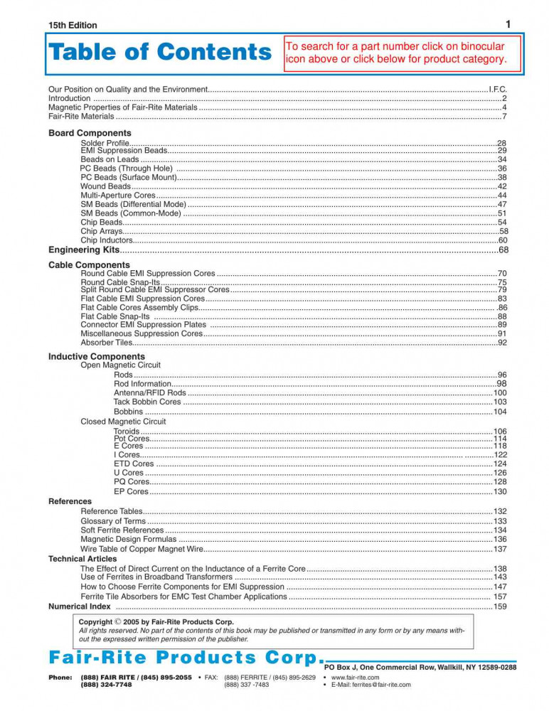 Fair-Rite catalog page 1