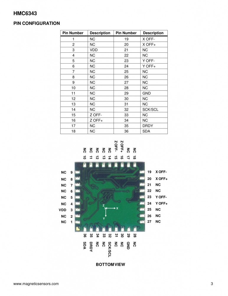 HMC6343 technical document page 3