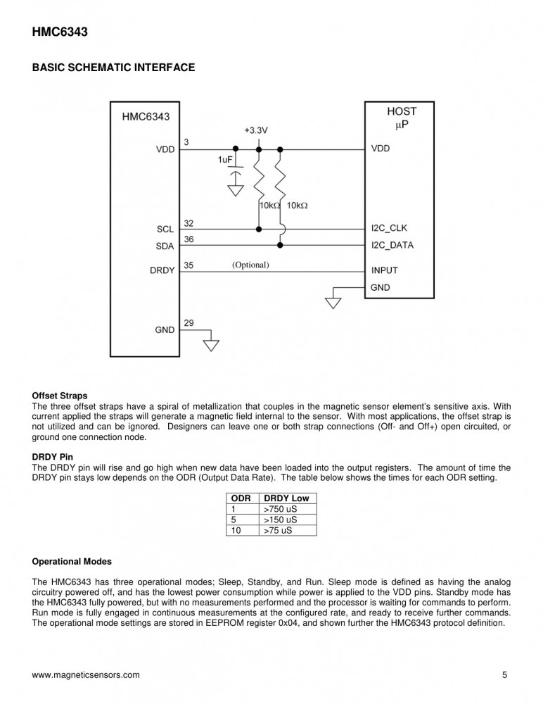 HMC6343 technical document page 5