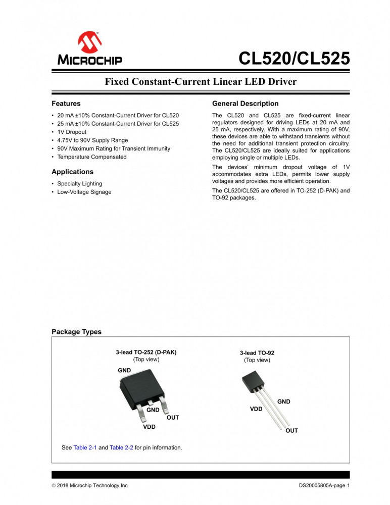 CL520 datasheet page 1