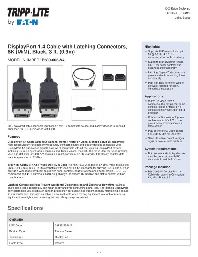 P580-003-V4 technical document page 1