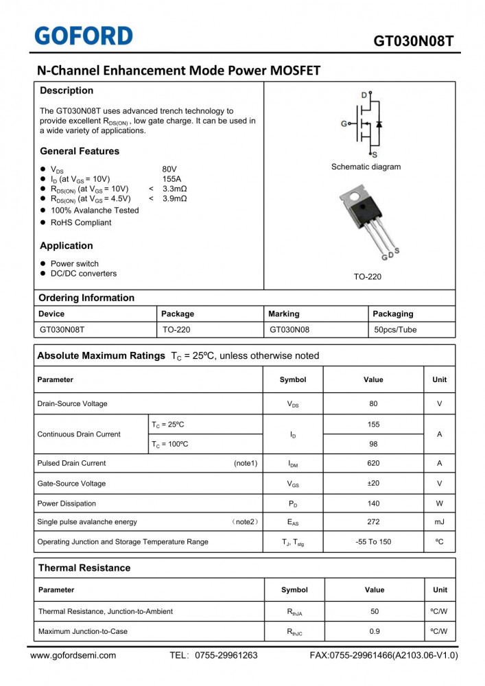 GT030N08T datasheet page 1