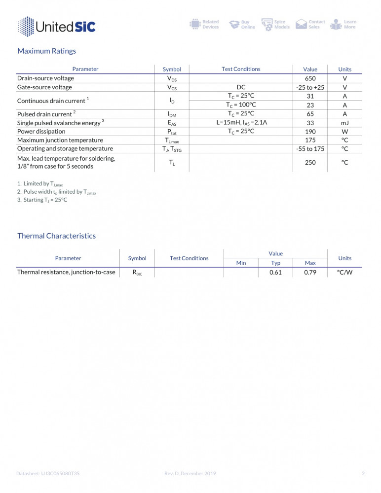 UJ3C065080T3S datasheet page 2