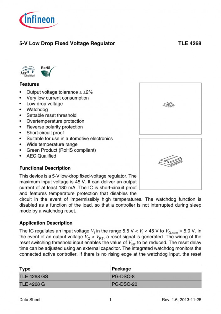 TLE4268G datasheet page 1
