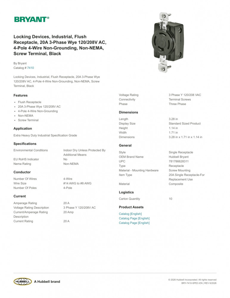 Product documentation image for model 7410
