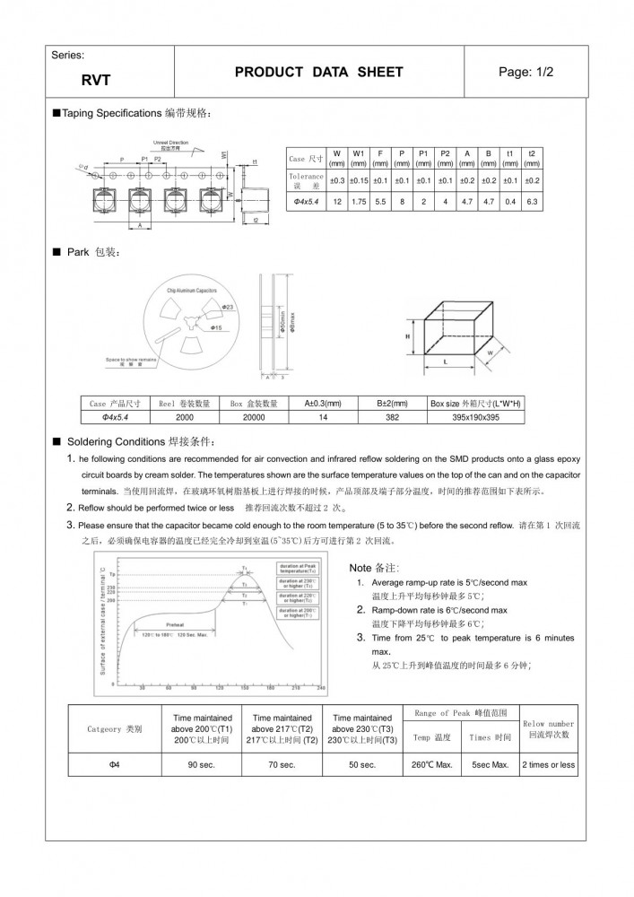 RVT1E100M0405 product datasheet page 2