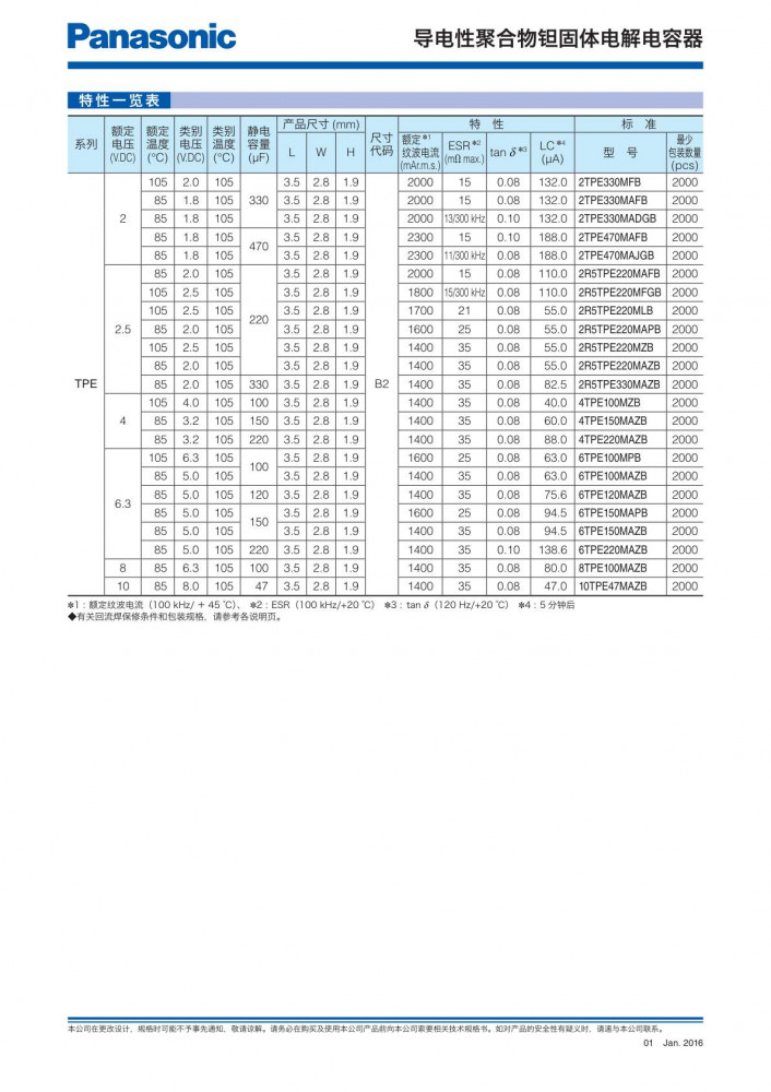 PANASONIC TPE POSCAP technical document page 2