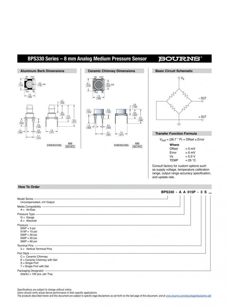 BPS330 series dimensions datasheet page