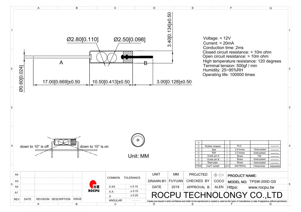 ROCPU TPSW-200D-GS technical drawing page