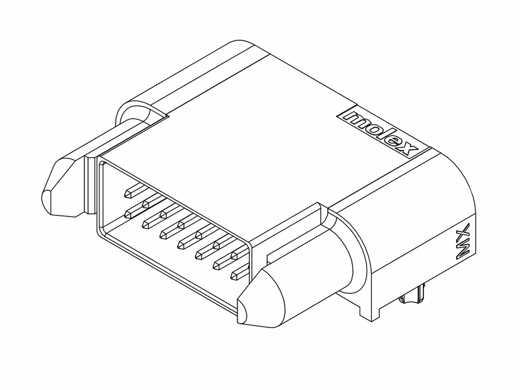 EXTreme Ten60Power Right-Angle Receptacle with Side Guides, 24 Signal Circuits