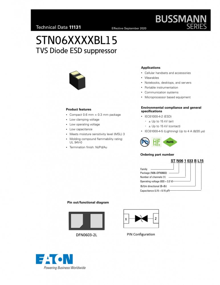 STN061050BL15 datasheet page 1
