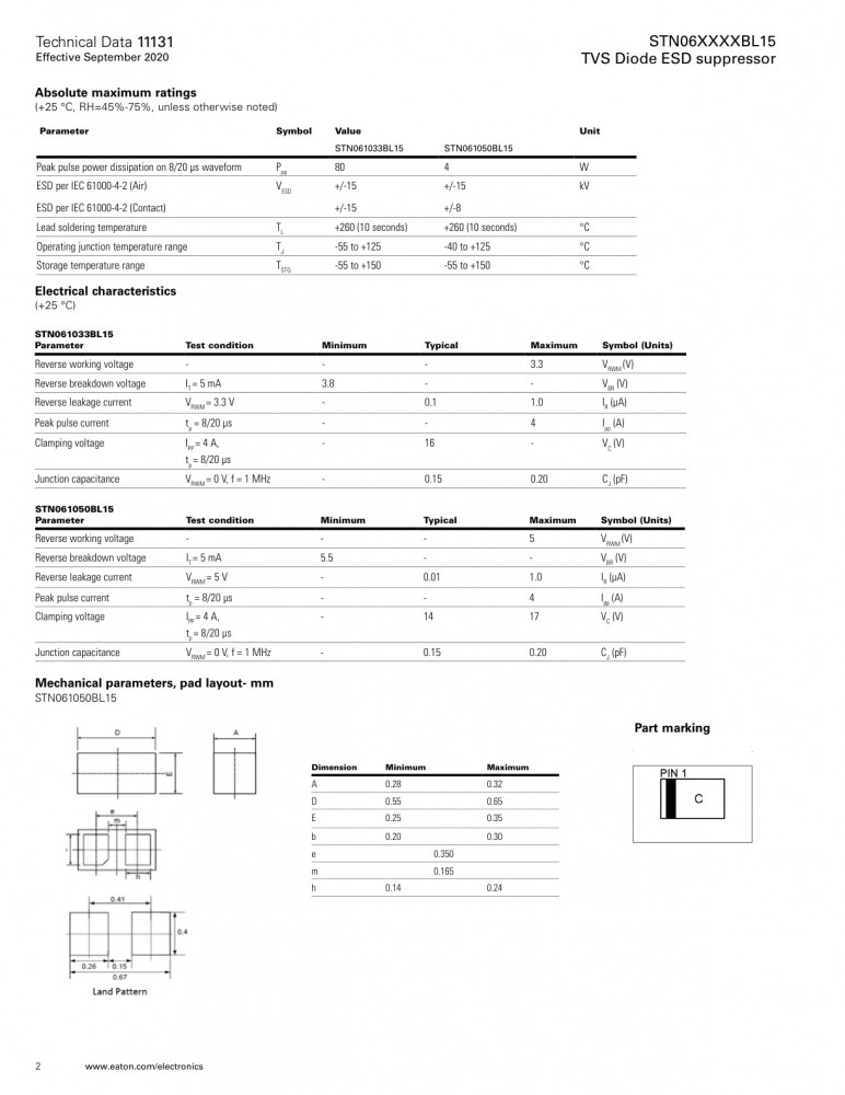 STN061050BL15 datasheet page 2