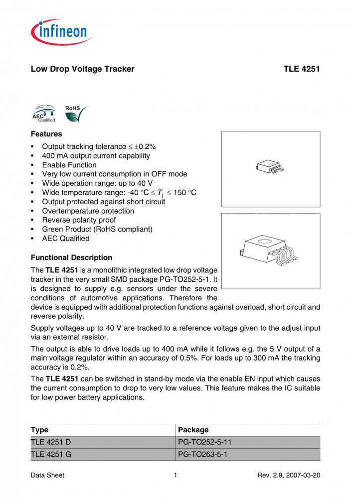 TLE4251D datasheet page 1