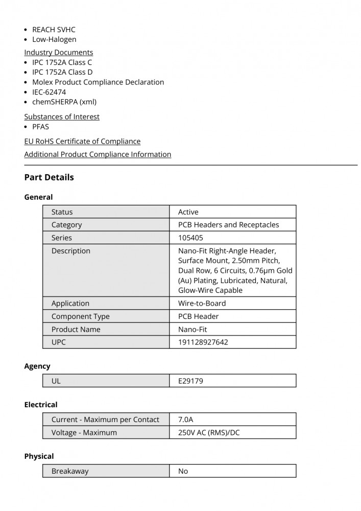 MOLEX Nano-Fit specification page 2