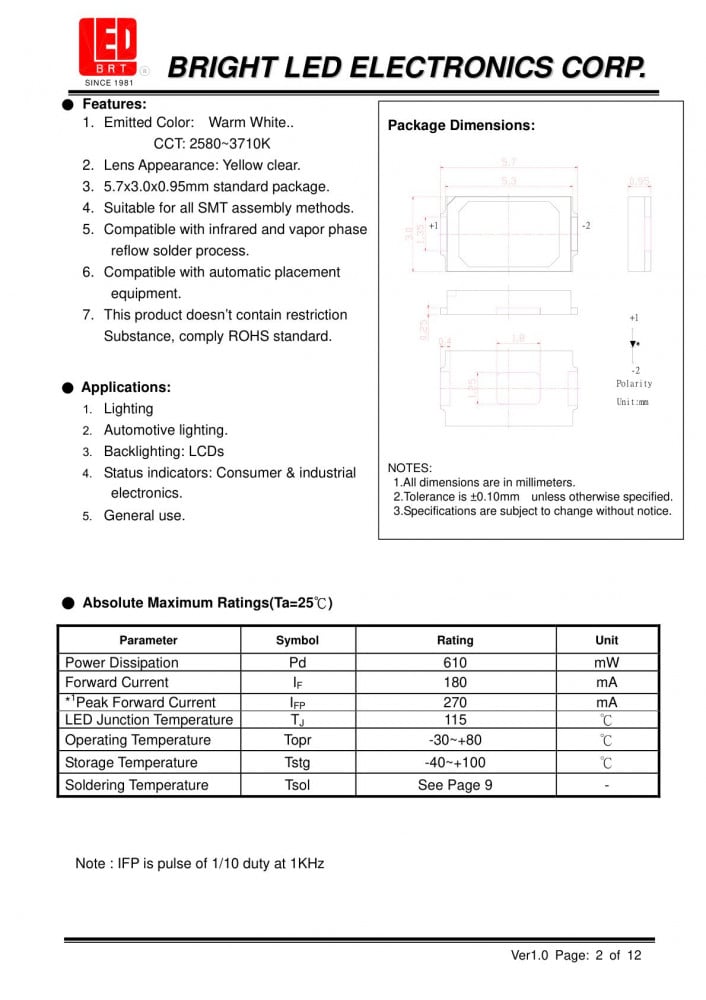 BL-5630W10-34-R80 datasheet page 1
