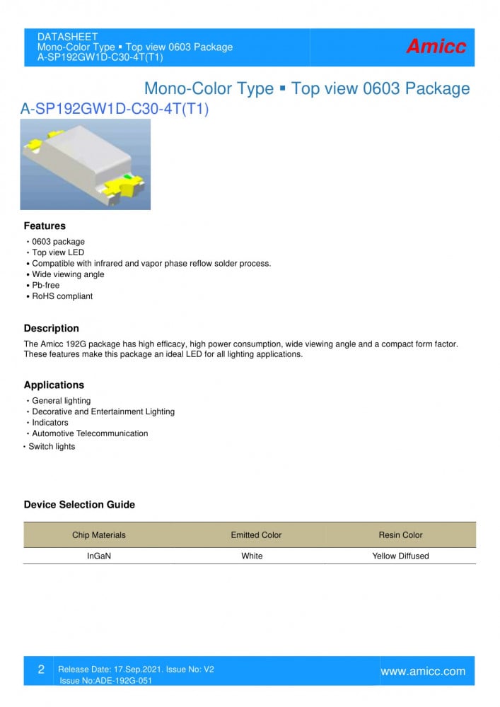 A-SP192GW1D-C30-4T(T1) datasheet page 2