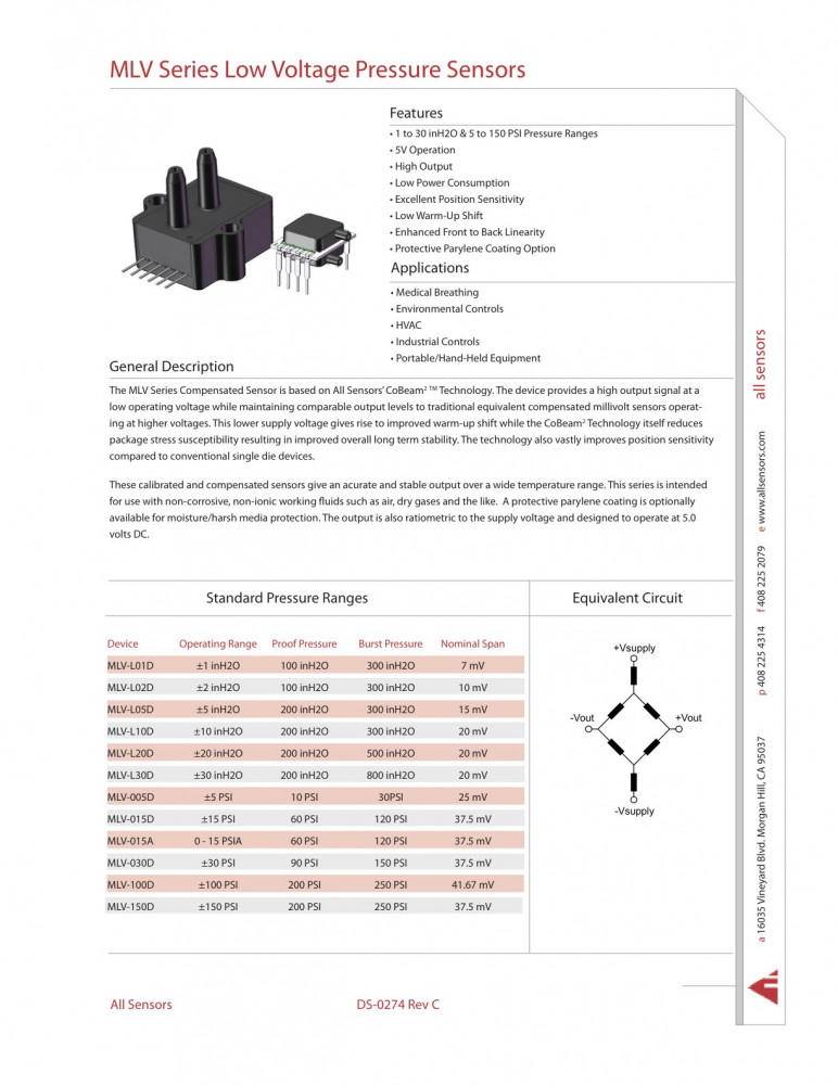 MLV series datasheet page 1
