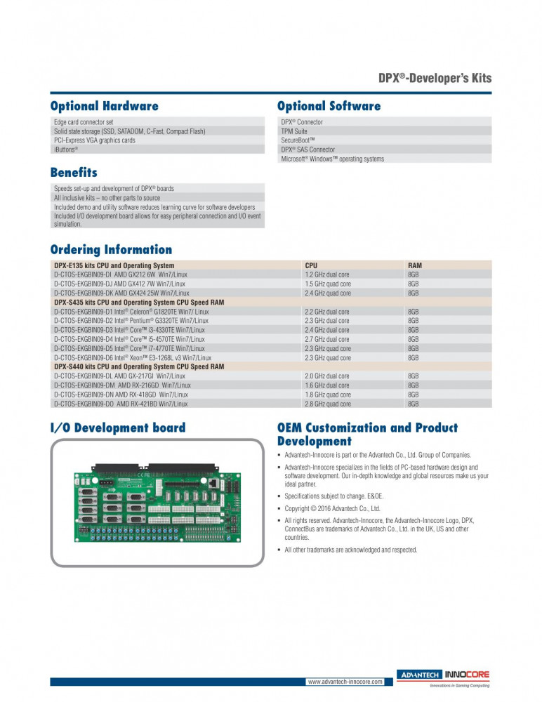 DPX Developer Kits product document, page 2