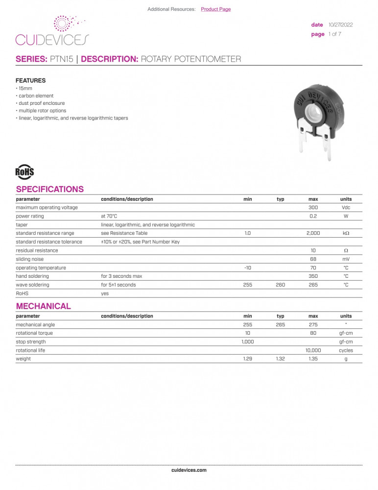 PTN15-C10NB20 datasheet page 1