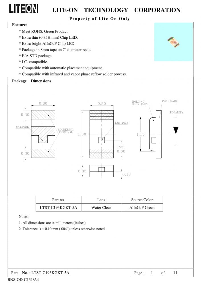 LTST-C193KGKT-5A datasheet page 2