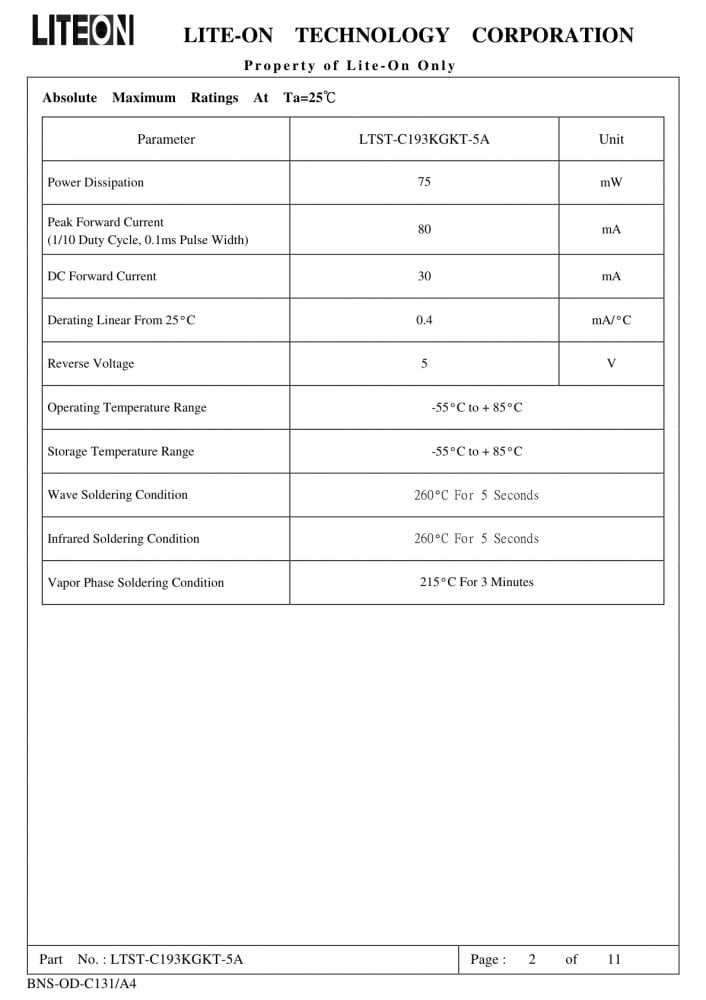 LTST-C193KGKT-5A datasheet page 3