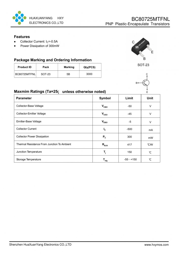 BC80725MTFNL-HXY datasheet page 1