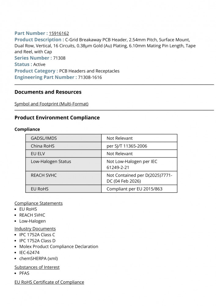 MOLEX 15916162 technical document image 1